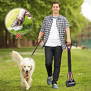UPSKY 32'' Pooper Scooper for Large Small Dogs, Long Handle Dog Poop Scooper with Waste Bags, Durable Portable Dog Poop Pick Up Tool, Folding Poop Scoop for Yard, Grass, Dirt, Gravel