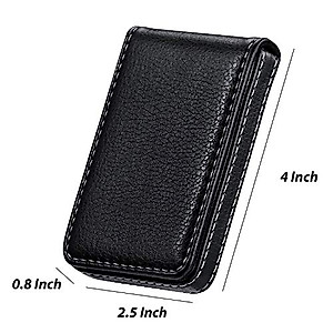 Outus 2 Pieces Business Card Holder, Vertical Version PU Leather Business Card Case Pocket Business Name Card Holder with Magnetic Shut Credit Card ID Case/Wallet (Black and Coffee)