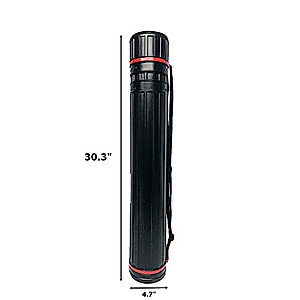 Muellery Expandable Hard Plastic Poster Tube Storage Tube Holder Blueprint Document Drafting Tube Adjustable Strap Expand from 30.3” to 53.1” Diameter 4.7