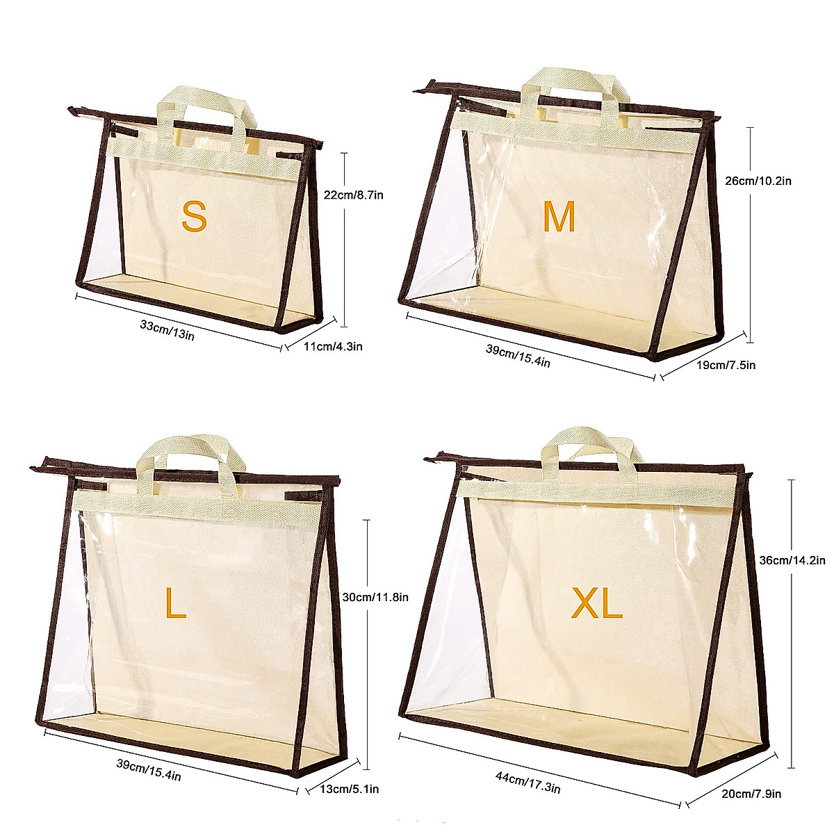 CINPIUK Clear Handbag Storage Bags Purse Organizer for Closet, Zipper Hanging Storage Bag for Handbags, XL, 2PCS