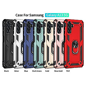 SunRemex Samsung Galaxy A13 5G Case with Tempered Glass Screen Protector，Galaxy A13 5G Case Kickstand [Military Grade] 16ft.Drop Tested Protective Cover for Samsung Galaxy A13 5G. (A13, Red)