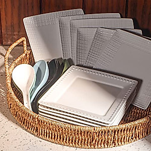 Wareland Bright White Embossed Dots Square Dessert Plates Set of 6, Ultra-fine Porcelain 6 inch Appetizer Plates, Farmhouse Salad Plates Set for Sides, Dessert, Snack, Small Heavy Duty Dinner Plates