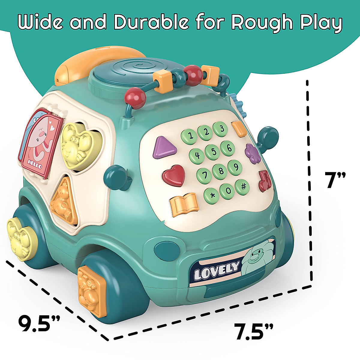 Musical Baby Bus Toys with Sound Effects, and Early Learning Activities for Toddlers 1-3, Fun and Interactive Play with Music, Sounds, Telephone, Drum, Shapes and Colors, Pink