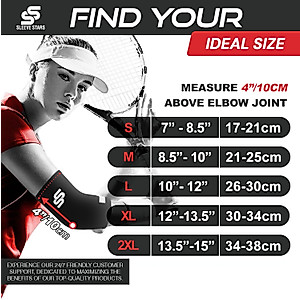 Sleeve Stars Elbow Compression Sleeve for Women & Men, Tendonitis Elbow Brace & Elbow Support for Pain & Arthritis, Tennis Elbow Sleeve Arm Protector Wrap for Golf & Sports (S-XXL) (Black, L: 10"-12")