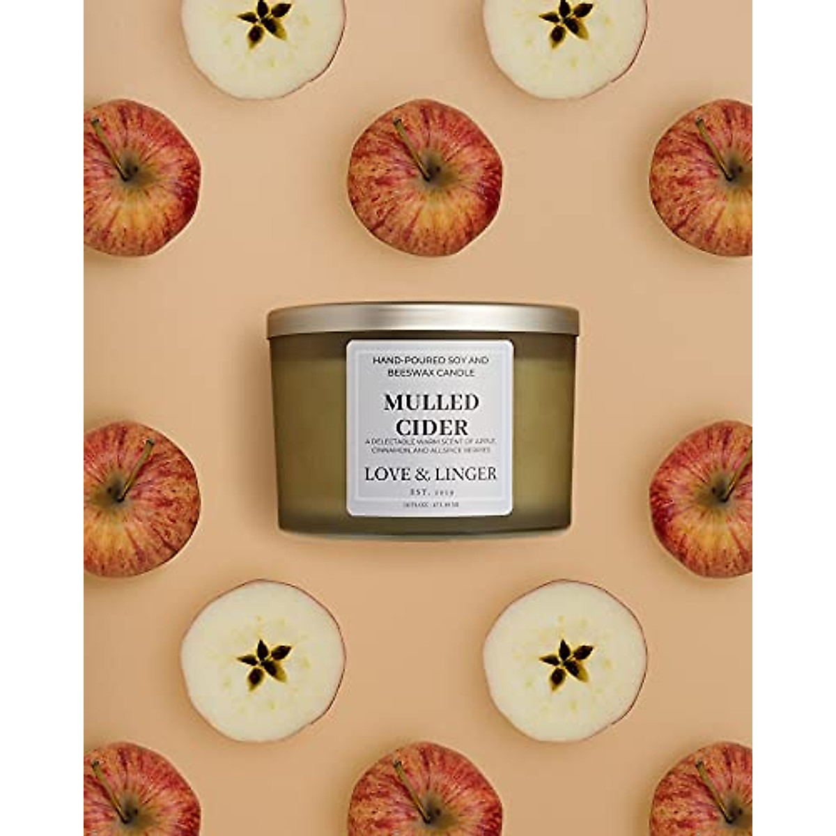 Mulled Cider Candle | Fall Candles | Luxury Soy & Beeswax Candles for Home | 16 oz. Large Jar 3 Wick Candle | Apple Cider Candle | Thanksgiving Candle | Autumn Candles