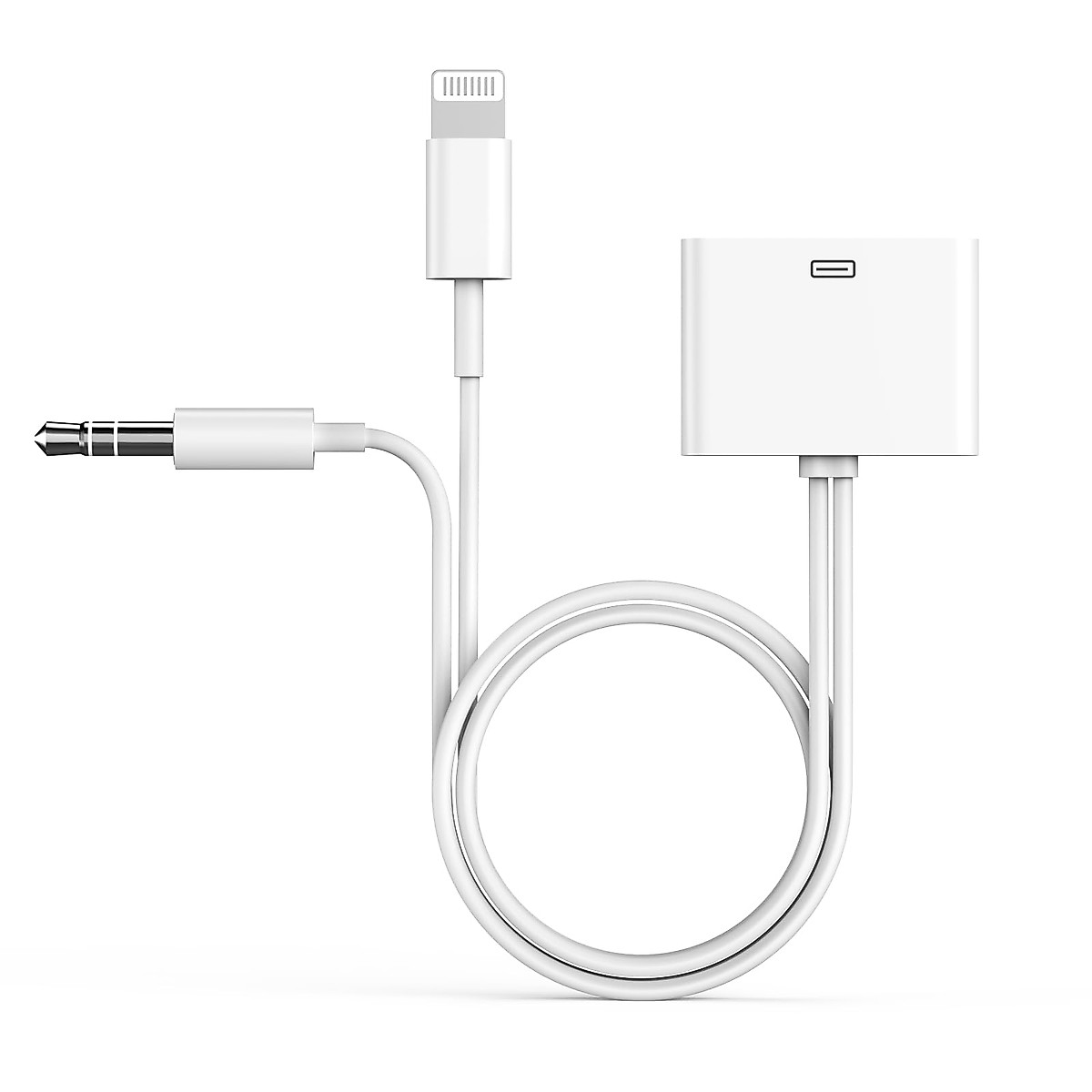 Belcompany Lightning to 30 Pin Cable for iPhone with 3.5mm AUX Audio Port