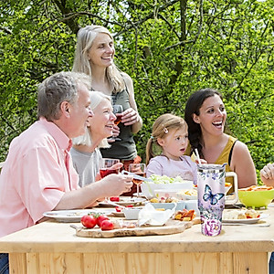 Thmasamwr Butterfly Tumbler With Lid, Straw and Handle - 40oz Stainless Steel Travel Coffee Mug Water Bottle - Gift Cup for Women and Girls