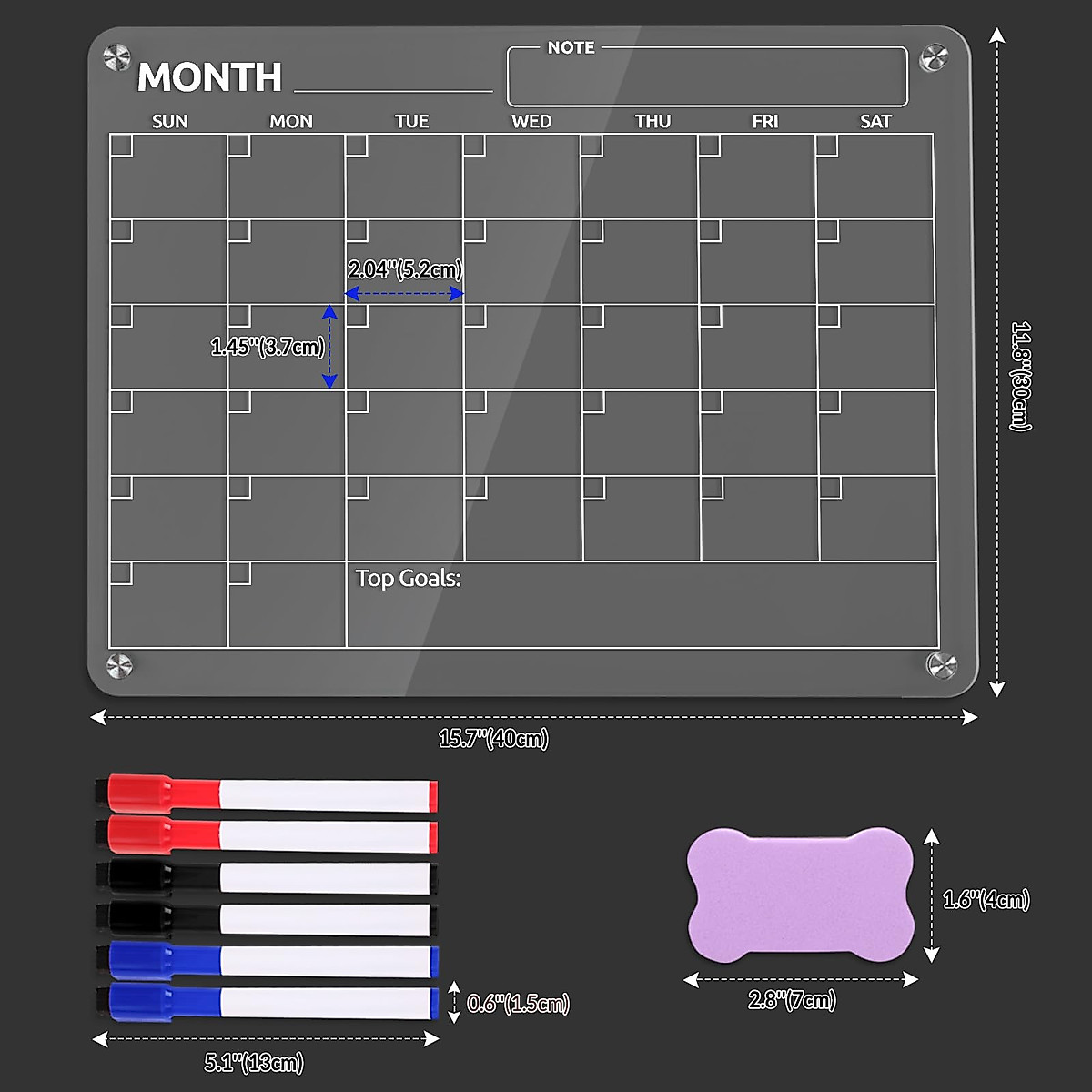 Zuozee Desk Calendar 2023-2024 and Acrylic Magnetic Dry Erase Board Bundle Sales