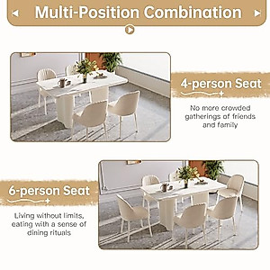 Guyii 55.27" Dining Table, Modern Rectangular Kitchen Table, Indoor Dining Table for Kitchen, Bar, Living Room, Small Space, Cream White, Easy Assembly, Table Only