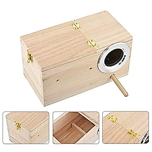 PINVNBY Parakeet Nest Box Bird House Budgie Wood Breeding Box for Lovebirds, Parrotlets Mating Box (M:7.9 * 4.7 * 4.7 inch)