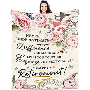 Christmas Retirement Gifts for Women 2023 Retirement Blankets for Female Mom Wife Grandma Nurses Friends Coworkers Happy Retirement Flannel Fleece Blanket for Bedding Sofa Retirement Party Decorations