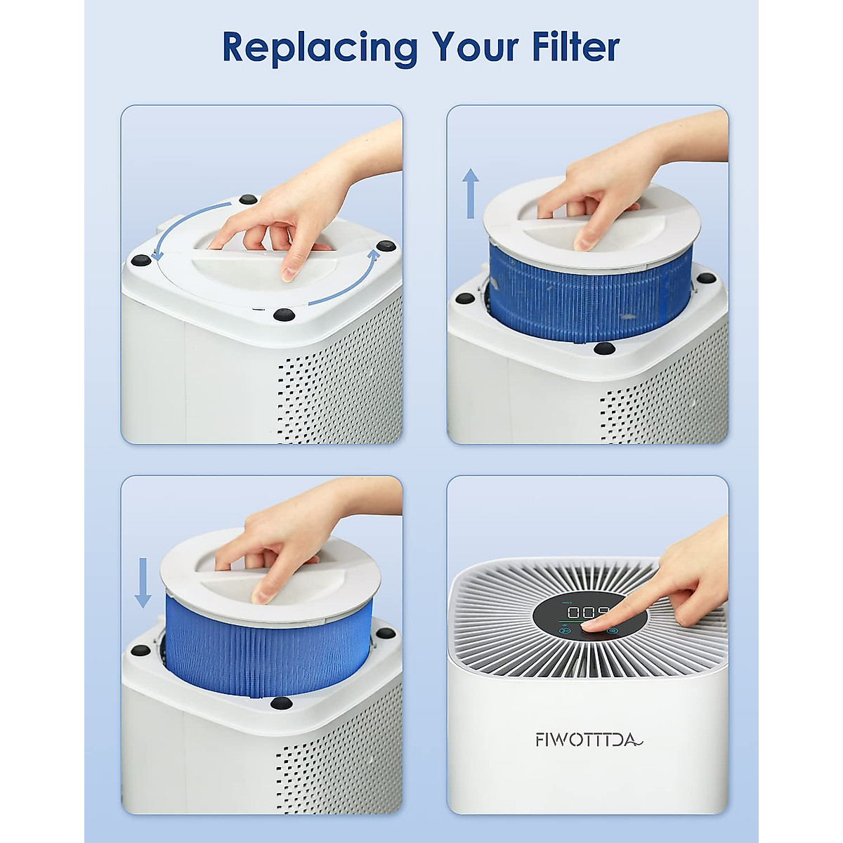 FIWOTTTDA Air Purifier Replacement Filter, 4-in-1 True HEPA for Air Purify Breathe Nature 1