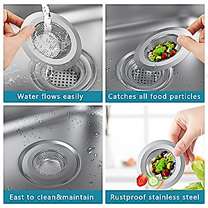 Kitchen Sink Strainer, 2 PCS Stainless Steel Sink Drain Strainer, Large Wide Rim 4.5" Diameter, Kitchen Sink Basket Strainer Food Catcher for Most Sink Drains