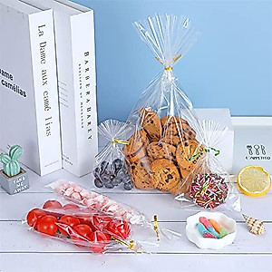 200 PCS Clear Treat Bags Thick OPP Plastic Cello Bags for Wedding Cookie Birthday Cake Pops Gift Candy Buffet Supplies (2'' x 10'')