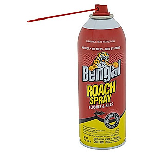 Bengal Roach Spray, Odorless Stain-Free Dry Spray, 3-Count, 9 Oz. Aerosol Cans