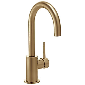 Delta Faucet Trinsic Gold Bar Faucet, Gold Bar Sink Faucet Single Hole, Wet Bar Faucets Single Hole, Prep Sink Faucet, Faucet for Bar Sink, Gold Kitchen Faucet, Champagne Bronze 1959LF-CZ