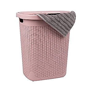 Mind Reader Basket Laundry Hamper with Cutout Handles, Washing Bin, Dirty Clothes Storage, Bathroom, Bedroom, Closet, 50 Liter, Pink - 50HAMP-PNK