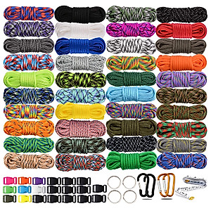 550 Paracord Type III - Survival Paracord Bracelet Rope Kits - Tent Rope Parachute Cord Combo Crafting Kits, Many Colors of Outdoor Survival Rope - Great Gift (40 Color)