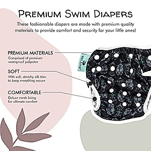 Reusable Swim Diaper and Wet Bag for Babies, Infants & Toddlers - Adjustable Girls Swimming Diaper 0-2 Years and Water Resistant Swim Bag – Zig Zag – 1 Pack by Will & Fox