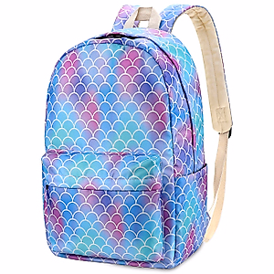 Mermaid Backpack for Girls, Blue School Bags Bookbags for Teenager