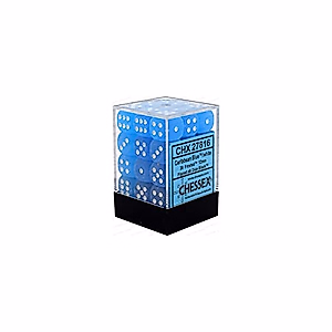 DND Dice Set-Chessex D&D Dice-12mm Frosted Caribbean Blue Plastic Polyhedral Dice Set-Dungeons and Dragons Dice Includes 36 Dice – D6 (CHX27816)