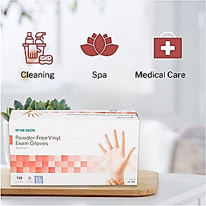 McKesson Powder-Free, Vinyl Exam Gloves, Non-Sterile, XL, 130 Count, 1 Box