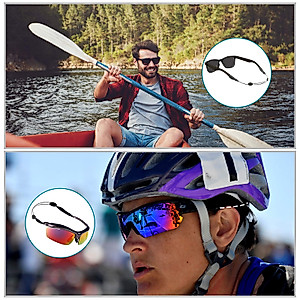 2pcs Eyeglasses Holder Strap, Sunglasses Strap, Eyewear Retainer, Sports String Retainer, Adjustable from 9.2" to 14”, with Glass Cleaning Cloth and Screwdriver, Black