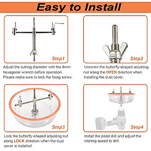 Toolly Adjustable Hole Saw Cutter Kit 1-5/8" to 8" (40-200mm) Twin Blade Circle Hole Saw Cutter with ABS Dust Shield for Making recessed Lights, Speaker Holes or Ventilation Holes
