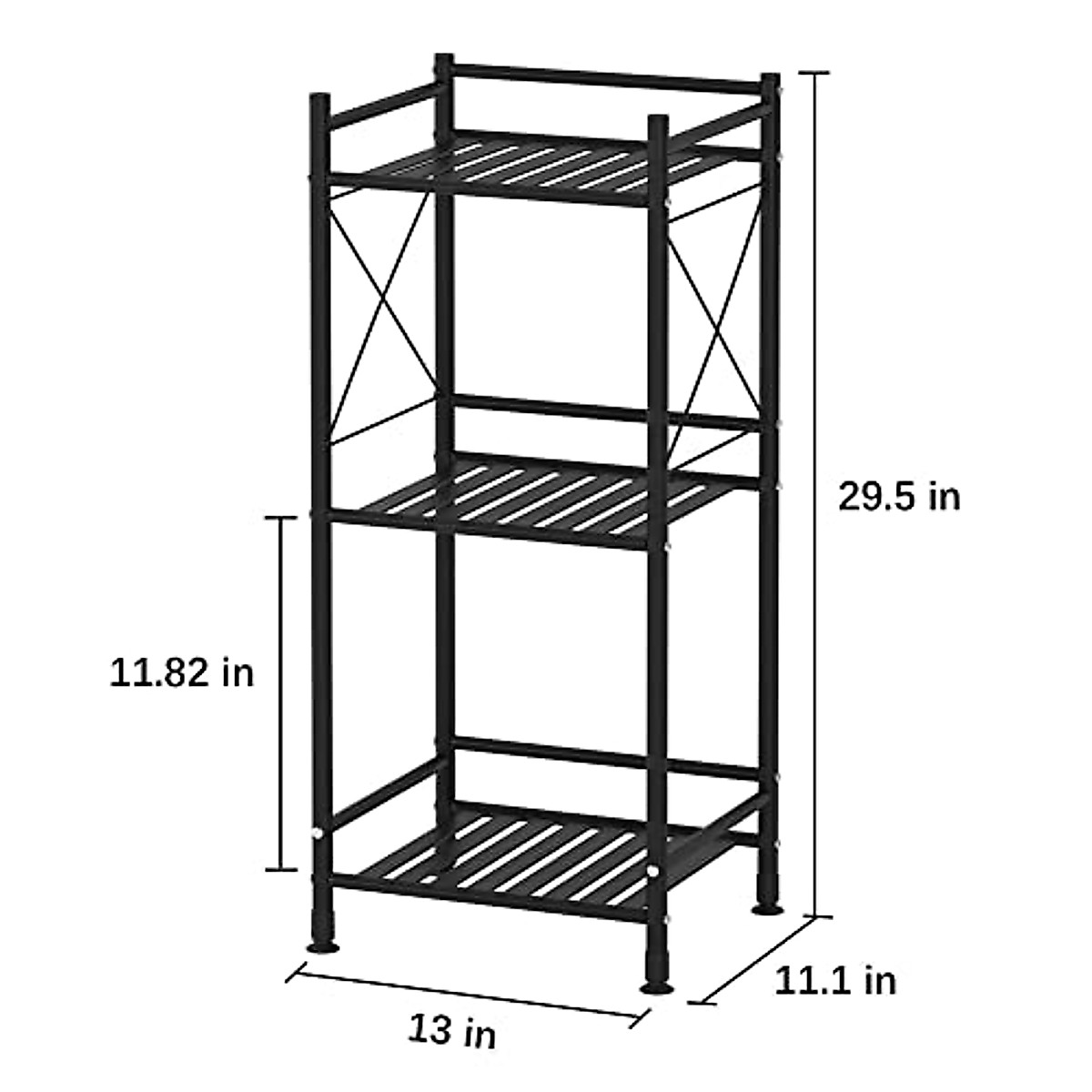 TZAMLI 3 Tier Shelving Unit, Free-Standing Bathroom Storage Shelves, Metal Heavy Duty Storage Rack Shelf for Small Space Kitchen Balcony Office, Matte Black