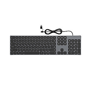 9H Aluminum USB Wired Keyboard with Numeric Keypad for PC Windows 10/8 / 7 / Vista/XP