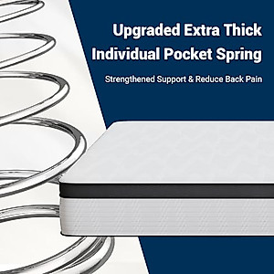 Avenco 10 Inch Twin Mattress, Hybrid Mattress in a Box with Independent Spring, Soft and Comfort Medium Firm Twin Size Mattress, Edge Support, Pressure Relief, Back Pain Relief, CertiPUR-US.