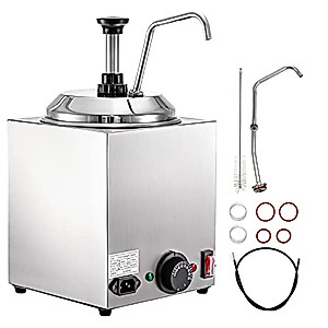 VEVOR Hot Cheese Pump, 2.6Qt Nacho Cheese Warmer with Pump, Stainless Steel Hot Fudge Warmer, 650W Hot Cheese Dispenser for Hot Fudge Cheese Caramel