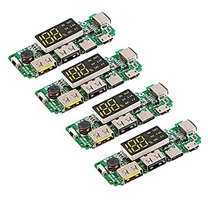 MakerFocus 4pcs 186 50 Charging Board Dual USB 5V 2.4A Mobile Power Bank Module 186 50 Lithium Battery Charger Board with Overcharge Overdischarge Short Circuit Protection DIY USB Power Bank Board