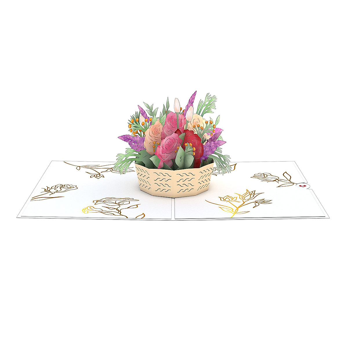 Lovepop Pink Rose Basket Pop Up Card, 5x7-3D Greeting Card, Pop Up Paper Flowers, Valentine's Day Greeting Card for Mom, Anniversary Card for Wife, Appreciation Card, Thinking of You