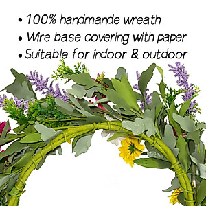LAVERNE'S FLOWER 20" Spring Wreath for Front Door Spring Wreaths Flower Wreath for Outdoor Indoor Window, Floral Summer Garden Wreath