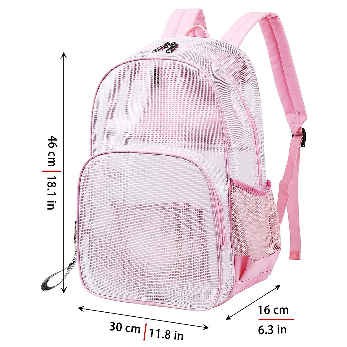 mygreen Clear Transparent PVC School Backpack, Heavy Duty Clear Backpack for Work, Security, Sporting Events (Pink, Large)