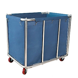 Graywlof Commercial Laundry Cart with Wheels,11.35 Bushel Large Laundry Cart,Heavy Duty Stainless Steel Commercial Laundry Hampers Laundry Basket with Waterproof Lining,260 Lbs Load