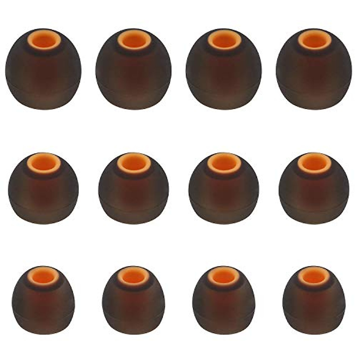 ALXCD Replacement Ear Tips with 3.8mm Connect Hole, S M L 3 Sizes Soft Silicon Earbud Tips, Fit for Most in-Ear Headphone Sony Senso AKG Sennheiser etc. 6 Pairs, Black Orange