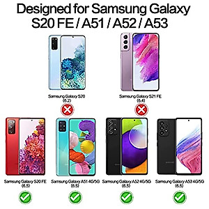 [2 Pack] Privacy Screen Protector for Samsung Galaxy S20 FE/ A51/ A52/ A53 (4G/5G), [Not Support Fingerprint Unlock] Anti Spy Full Coverage Anti Scratch Tempered Glass Film for Galaxy S20 FE/ A53/ A52/ A51 6.5 Inch (Black)