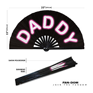 Daddy Glow Hand Fan Foldable Bamboo Circuit Rave Hand Fans Papi Slang Fan Outfit Party Gear Gifts Music Festival Rave Accessories (Pink)