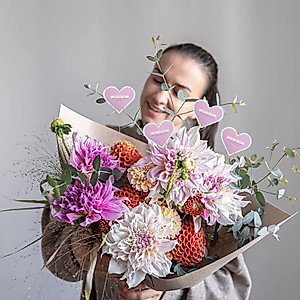 CCINEE 30Pcs Metal Wire Floral Place Card Holder Pick 13In Heart Golden Floral Picks Photo Memo Car Holder for Wedding Birthday Party Supply