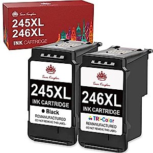 Toner Kingdom 245XL 246XL Ink Cartridge Black Color Combo Compatible Replacement for Canon PG-245XL CL-246XL 243XL 244XL for PIXMA MX492 MX490 MG2522 MG2922 MG2520 MG2920 MG2420 TR4520 TS3122 Printer