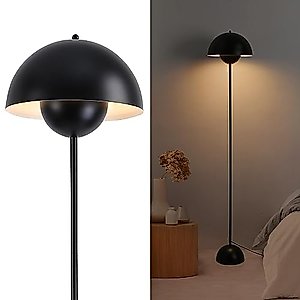 COSYLUX Modern Floor Lamp for Living Room, Industrial Tall Standing Lamp for Bedroom, Metal Shade Reflecting Light Reading Floor Lamp for Office, Nursery Room, Corner(Black)