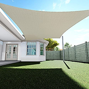 TANG Sun Shades Depot Sun Shade Sail 18' x 18' Beige Canopy Square Shade Sail U*V Block for Patio Garden School Park Outdoor Facility and Activities