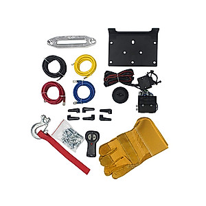 AC-DK 5500lb. Electric Synthetic Rope ATV Winch Kits, 12V Winch for Towing ATV/UTV Off Road Trailer, IP67 Waterproof Winch with Wireless Remote Control Mounting Bracket(5500 lbs Winch)