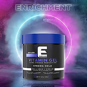 Elegance Vitamin Gel, 16.9 Oz, Infused with Vitamin Pro-VB-5, Strong Hold Gel, Maximum Hair Protection and Natural Long Lasting Shine