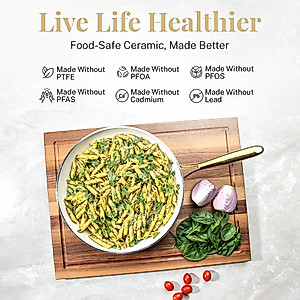 GOTHAM STEEL 12 Inch Nonstick Frying Pan, Diamond-Reinforced Ceramic, Dishwasher Safe, Cream White, PFOA Free