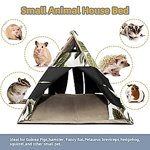enheng Small Pet Hideout Toucan Sloth Palm Trees Hamster House Guinea Pig Playhouse for Dwarf Rabbits Hedgehogs Chinchillas
