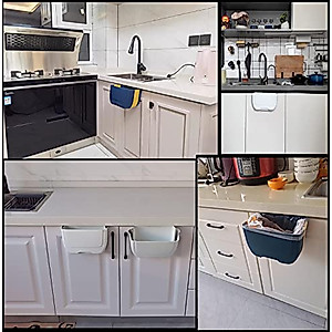 Hanging Kitchen Trash Can,Foldable Waste Bin for Kitchen,Hanging Folding Mini Trash Can for Kitchen Cabinet Door,Collapsible Hang Small Plastic Garbage Can for Cabinet/Car/Bedroom/Bathroom 3L(White)