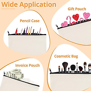 HTVRONT Blank Canvas Makeup Bags 10 Pack, Sublimation Blanks Cosmetic Bags, DIY Heat Transfer Canvas Pen Case Pencil Bags, Beige Multi-Purpose Travel Toiletry Zipper Bags (10pcs 8.3 × 5 Inch)